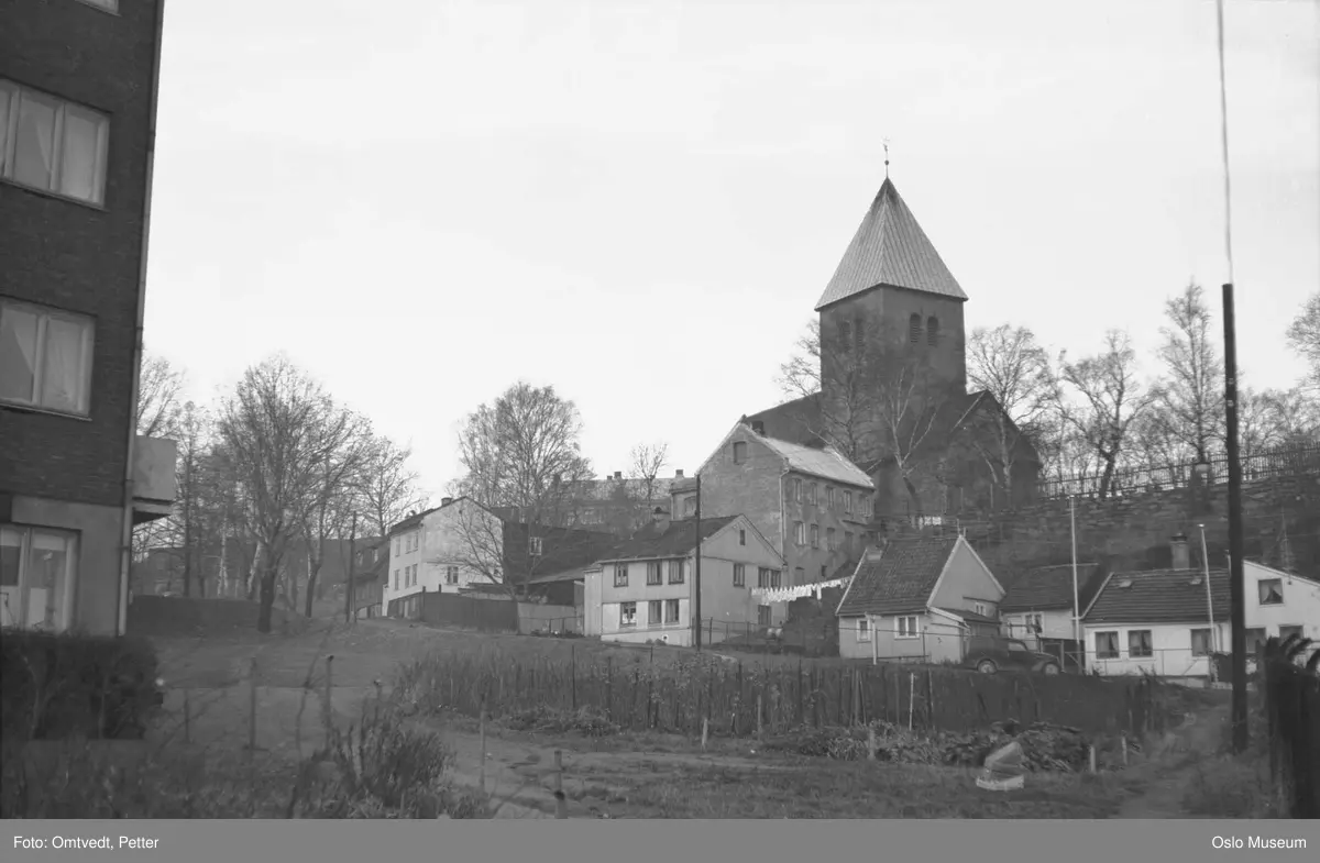 Telthusbakken og Gamle Aker kirke. - Oslo Museum / DigitaltMuseum