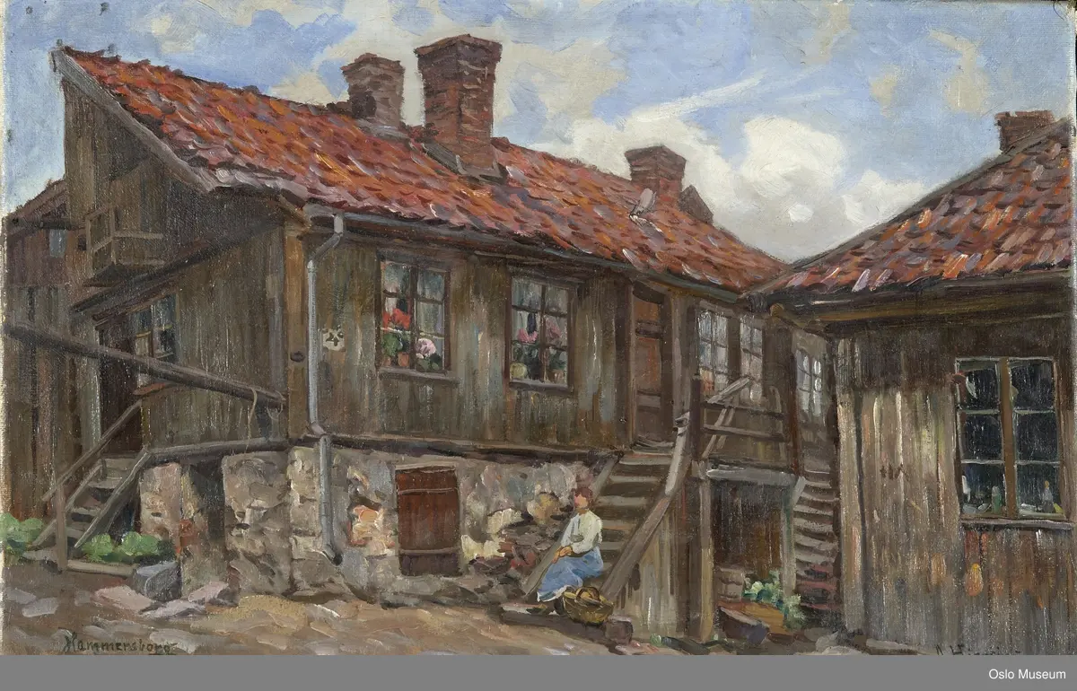Fra Hammersborg [oljemaleri] - Oslo Museum / DigitaltMuseum