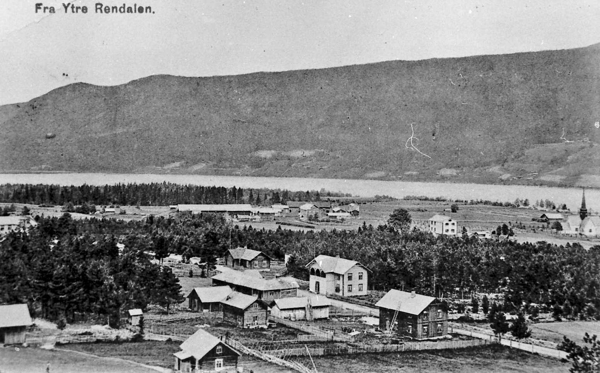 Postkort, oversiktsbilde over Otnes, Ytre Rendalen. - Anno Musea i Nord ...