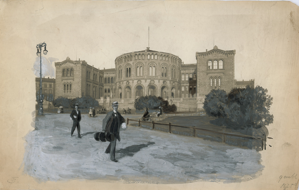 Stortinget [tegning] - Oslo Museum / DigitaltMuseum