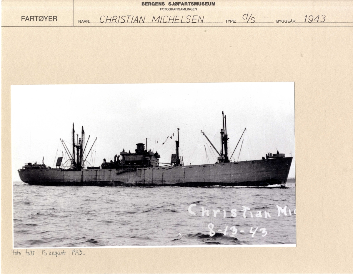 DS CHRISTIAN MICHELSEN (bygget 1943) til sjøs. - Bergens Sjøfartsmuseum ...