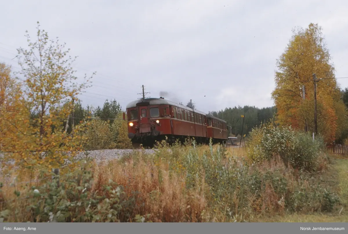 Dieselmotorvogn BM 86 og styrevogn BDFS11 91 73 med persontog fra Røros ...
