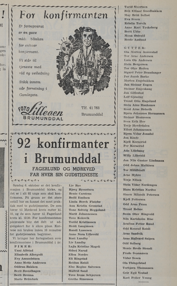 Konfirmanter i Brumunddal kirke, Gruppe Mørkved krets. Prest Carl ...