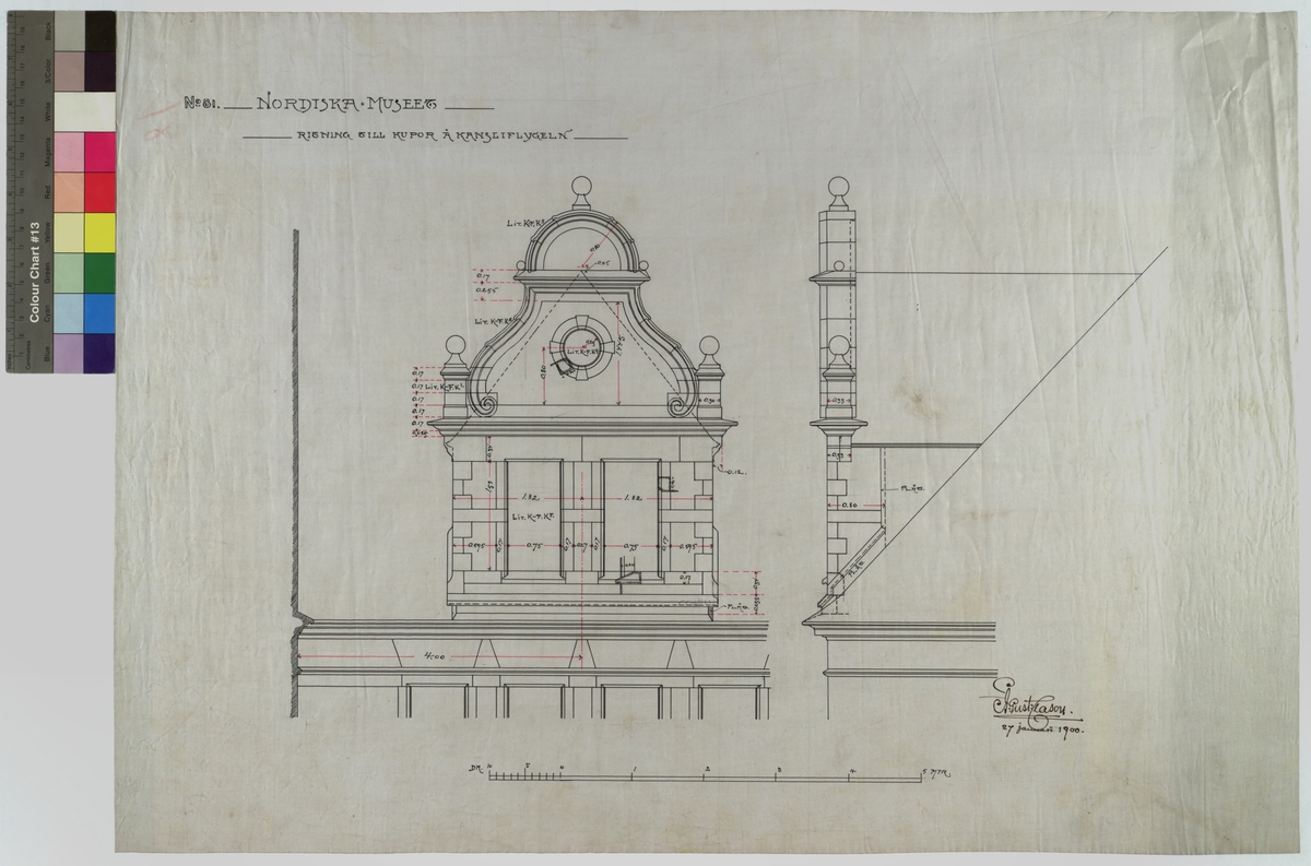 No 81 Nordiska museet. Ritning till kupor å kansliflygeln. - Nordiska ...
