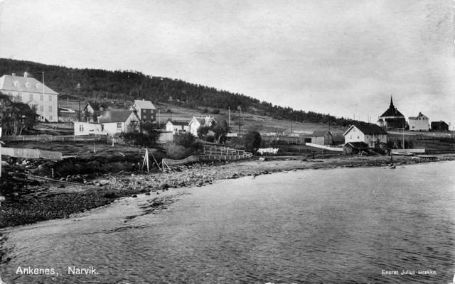 Ankenes. Ankenes skole, Kirke Fra v, Ankenes skole, Lukkassen, Dølør ...