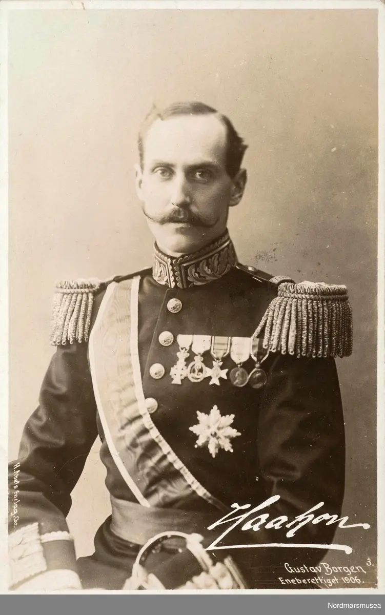 Postkort av Kong Haakon VII: Norges konge. Postkortet er datert 1906 ...