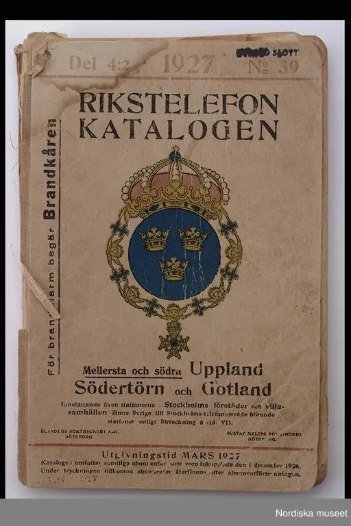Telefonkatalog - Nordiska museet / DigitaltMuseum