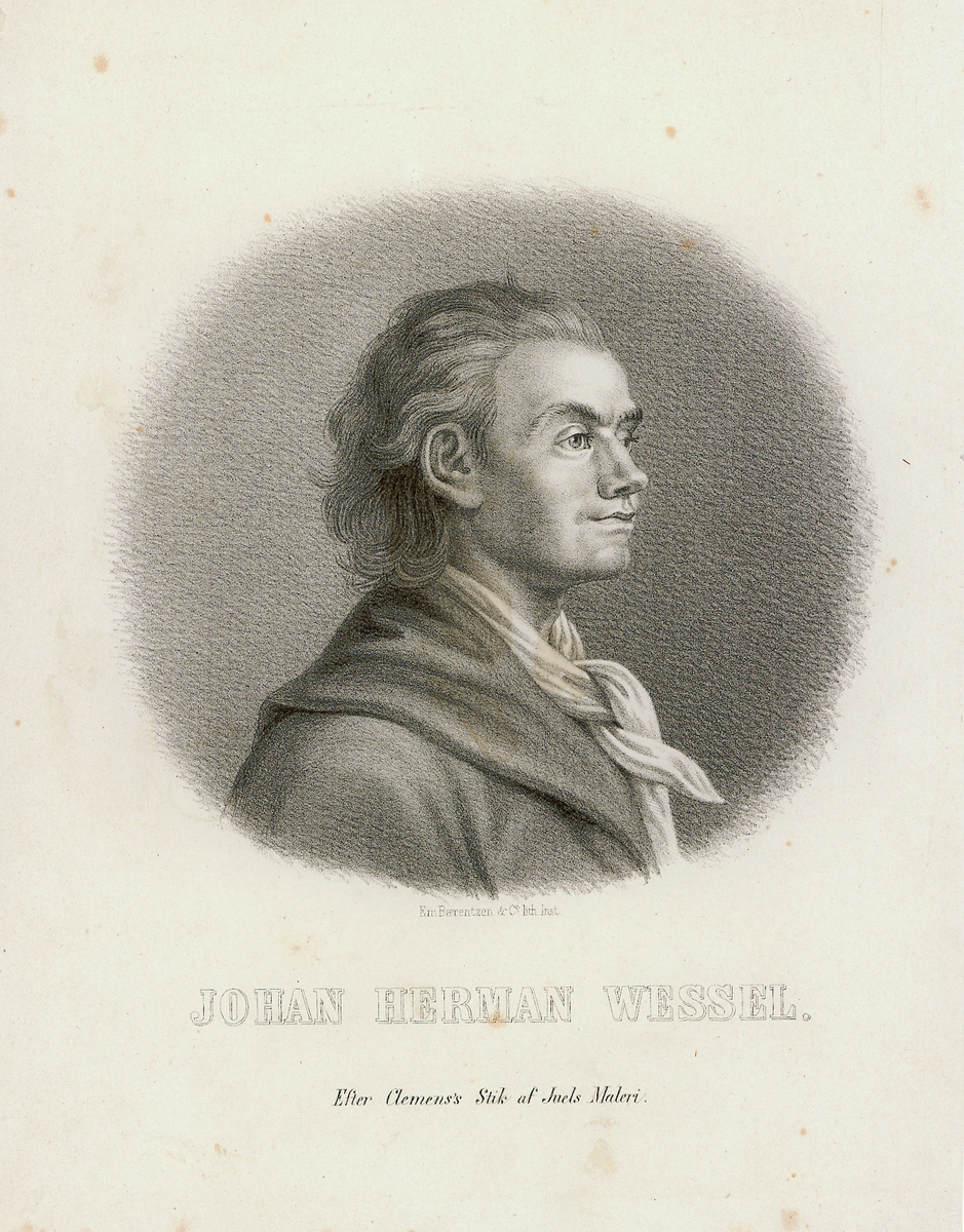 Em. Bærentzen & Co lith. Inst./ Johan Herman Wessel / Efter Clemens's ...
