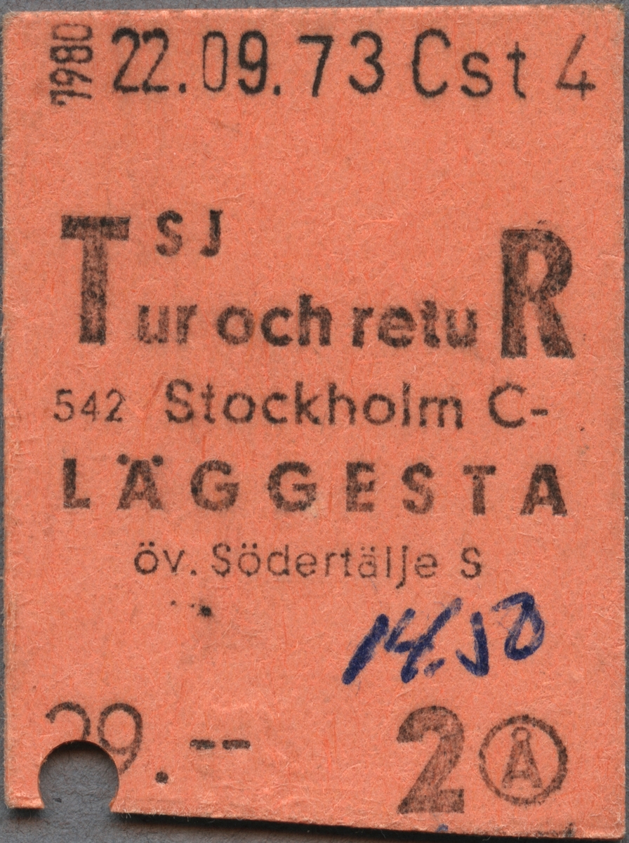 Tur- och returbiljett - Järnvägsmuseet / DigitaltMuseum