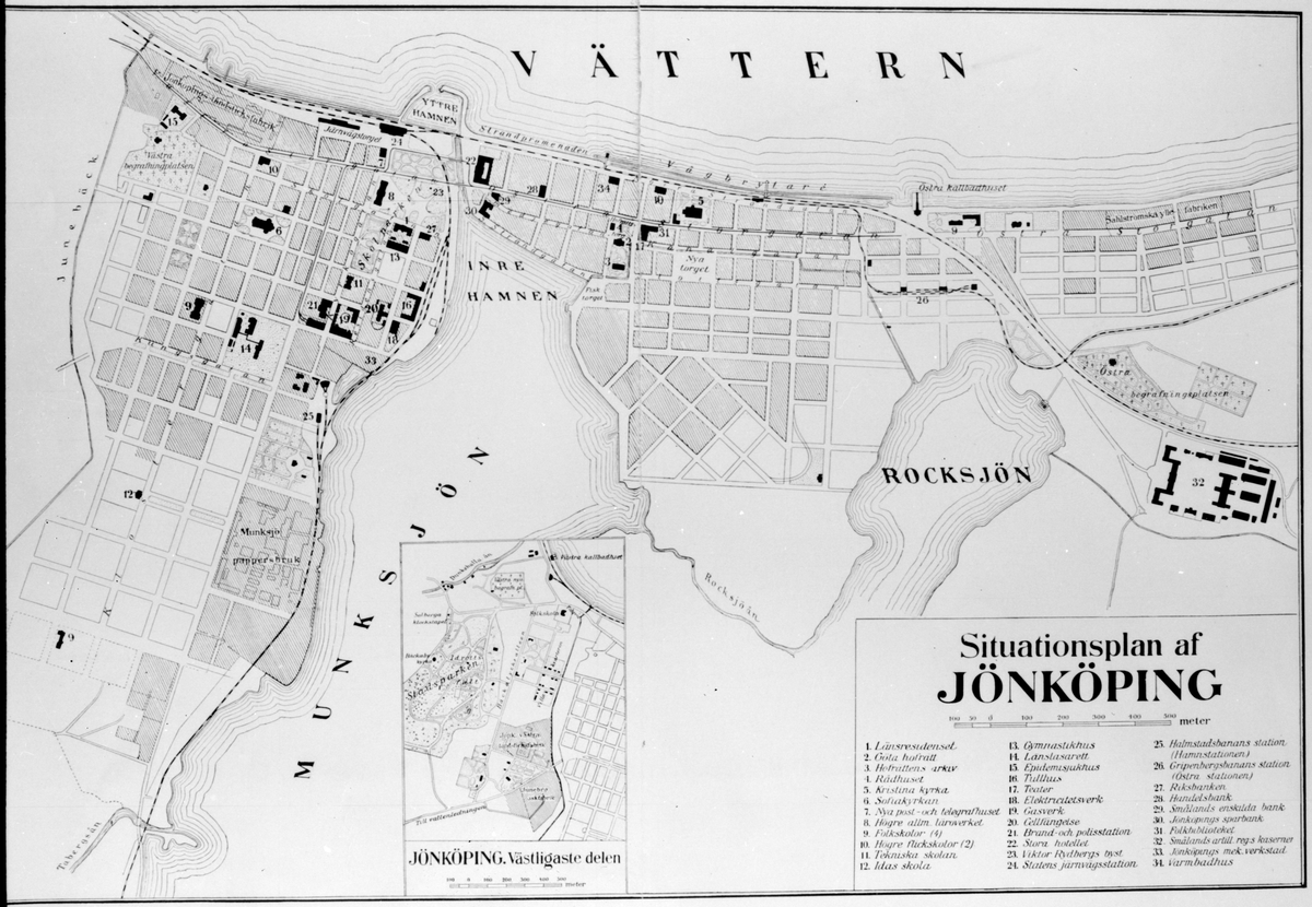 Stadskarta över Jönköping. - Järnvägsmuseet / DigitaltMuseum