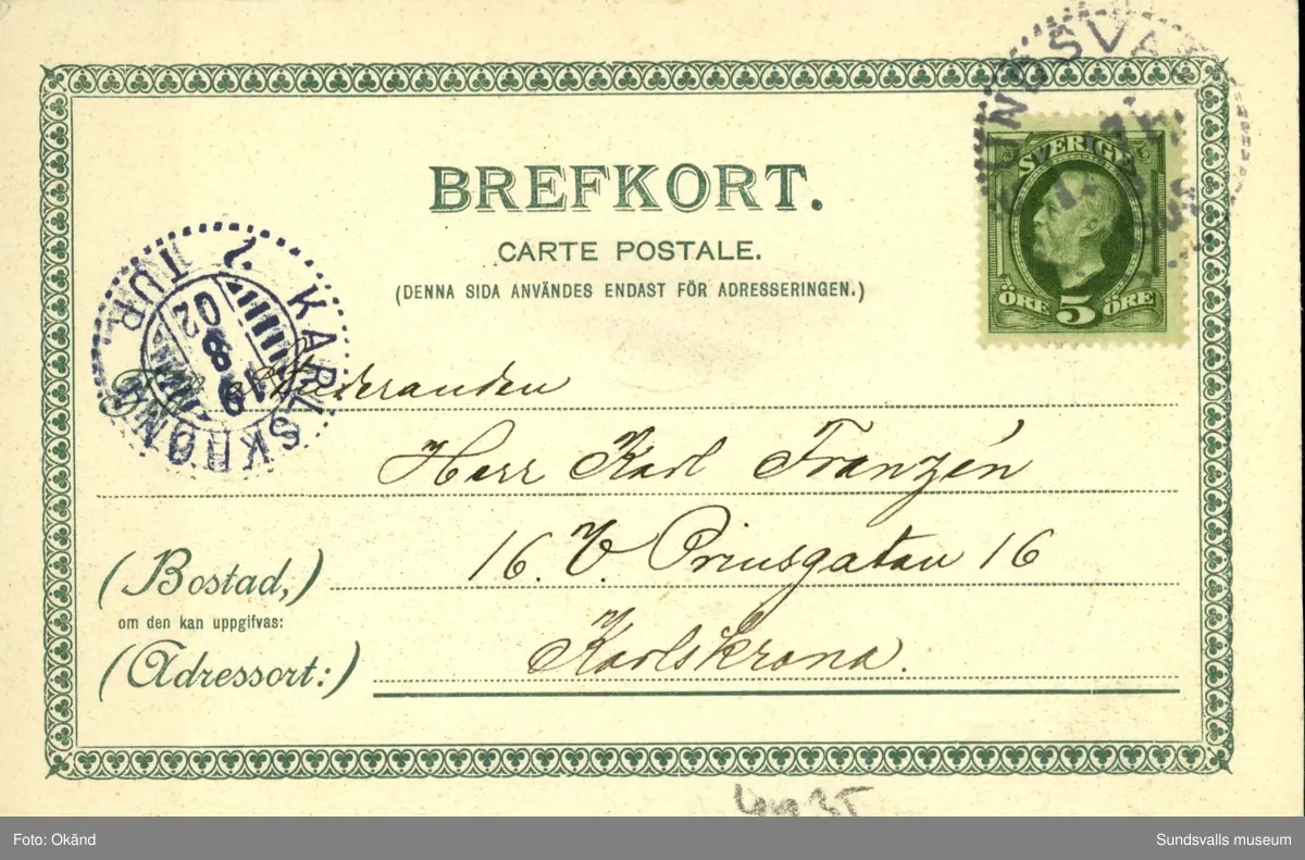 Vykort med motiv över järnvägsstationen i Sundsvall. - Sundsvalls ...