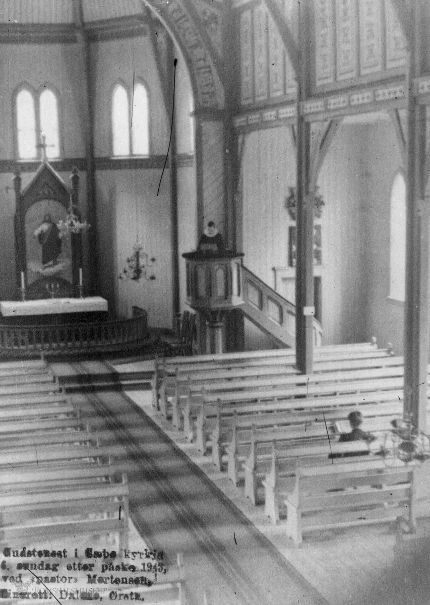 Gudstenest i Hjørundfjord kyrkje 6 søndag etter påske 1943 ...