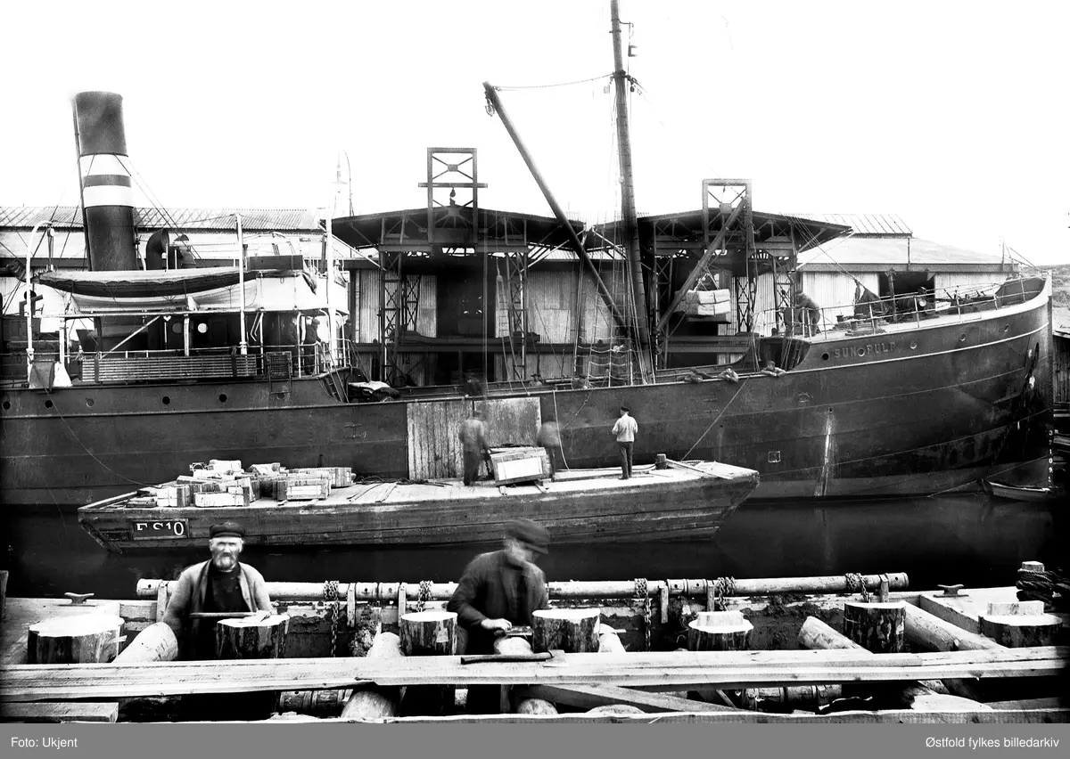 Borregaard fabrikker, utbygging av kaianlegg i Melløs, Sarpsborg, 1911 ...