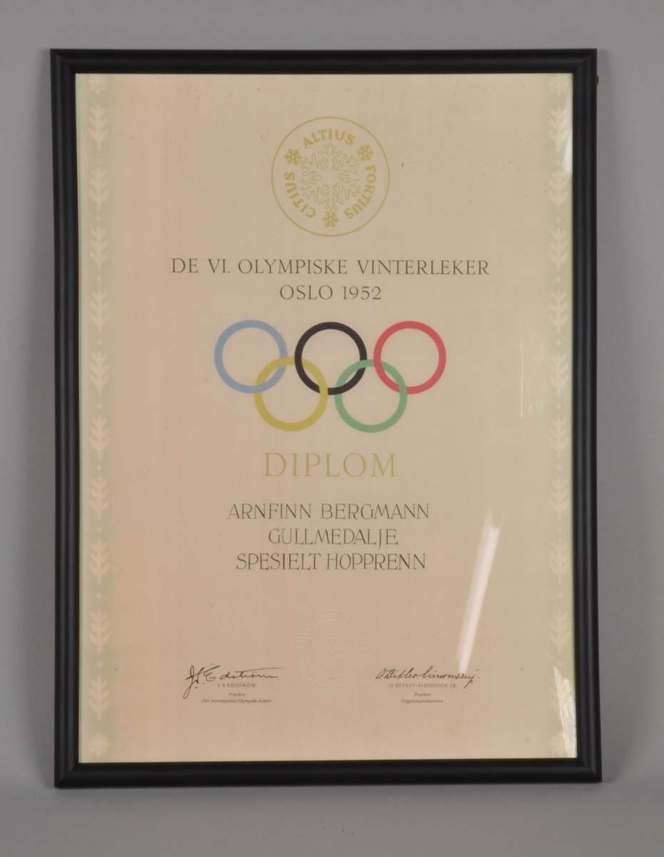 Diplom - Norges Olympiske Museum / DigitaltMuseum