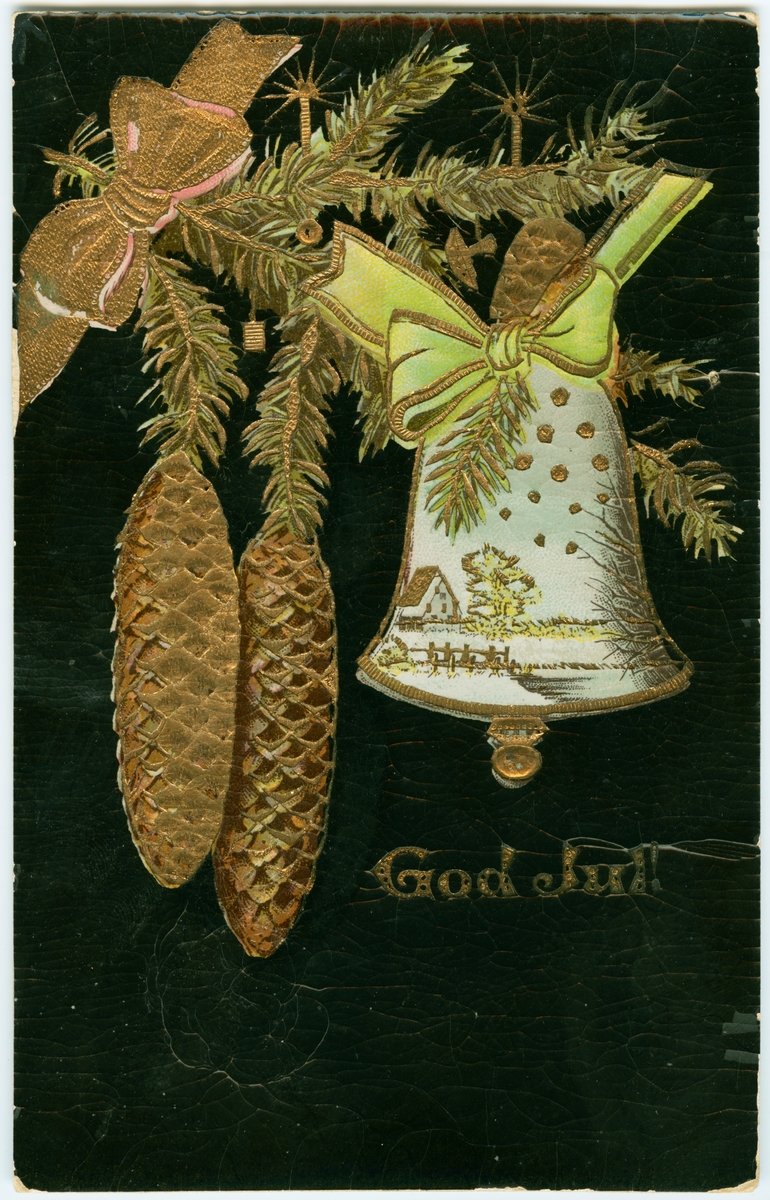Vykort, julhälsning "God Jul" - Vänersborgs museum / DigitaltMuseum