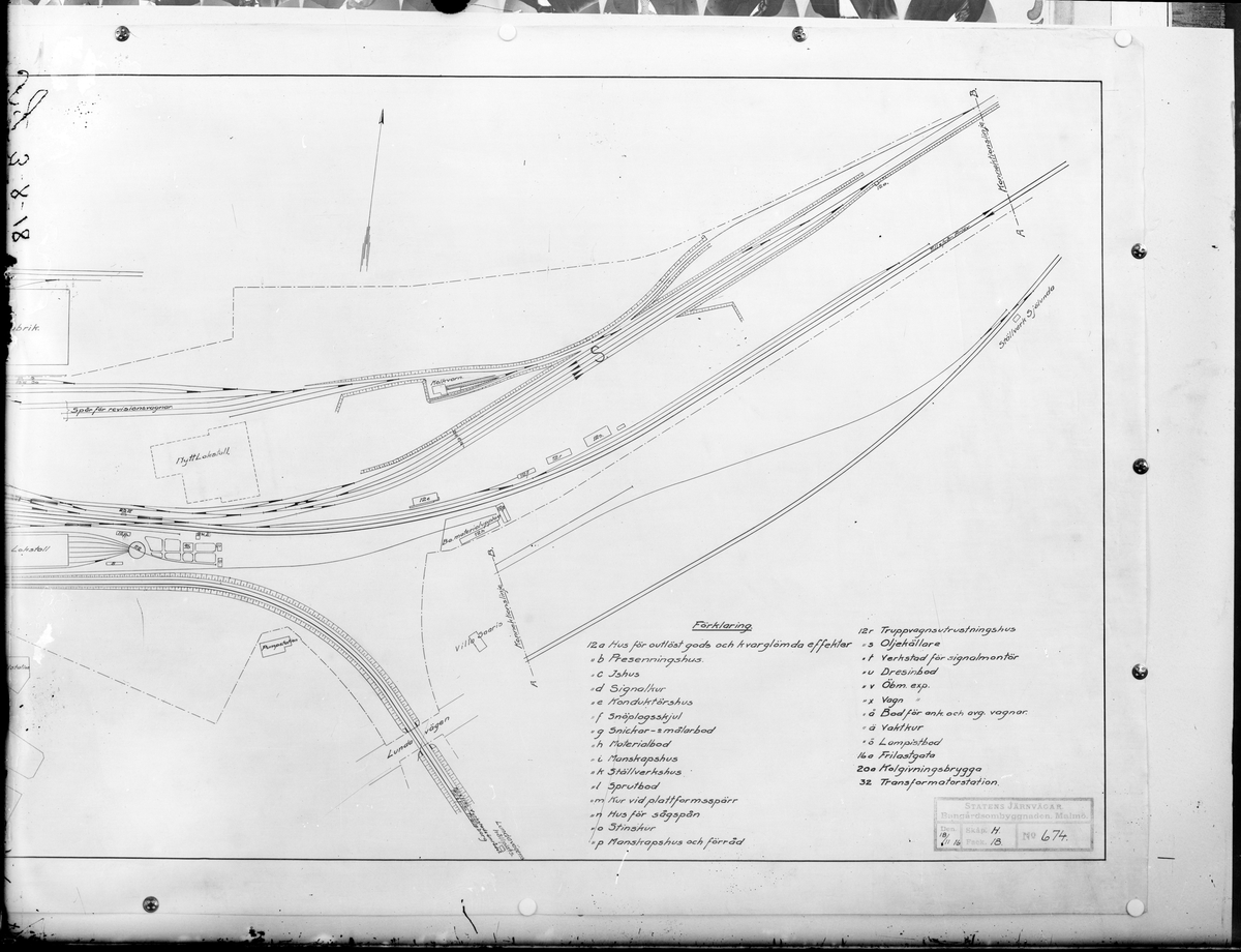 Ritning inför bangårdsombyggnad vid Malmö godsbangård. - Järnvägsmuseet ...