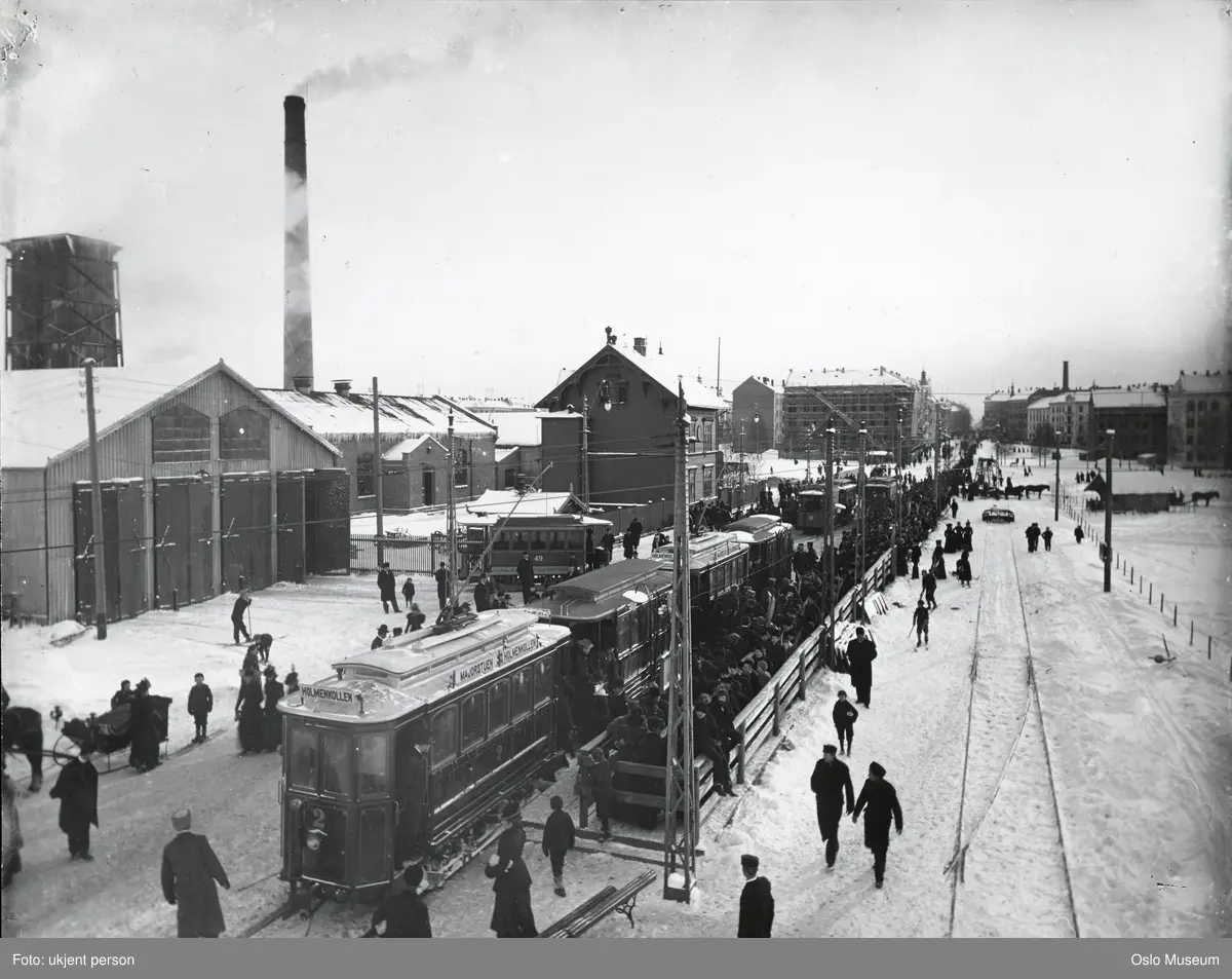Majorstuen stasjon og Valkyriegata. - Oslo Museum / DigitaltMuseum