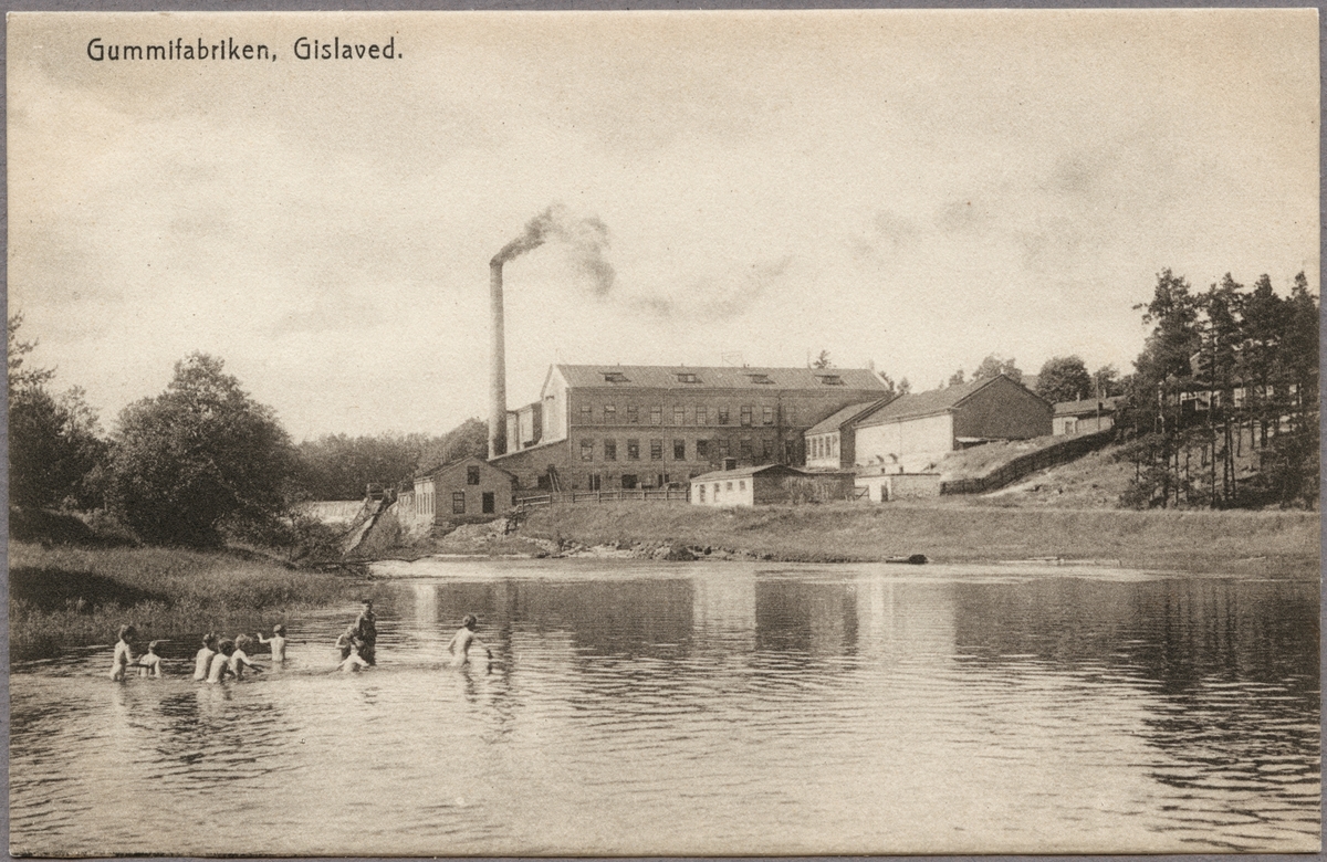 Badare vid Gislaved gummifabrik. - Järnvägsmuseet / DigitaltMuseum