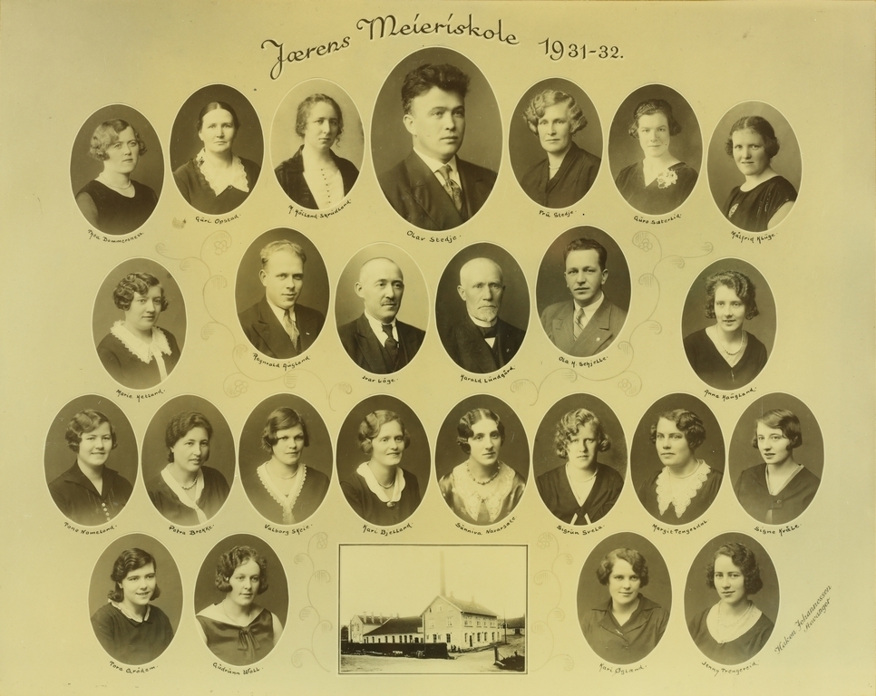 Fotomontasje sett saman av portrett av elevar og ansatte ved Jæren ...