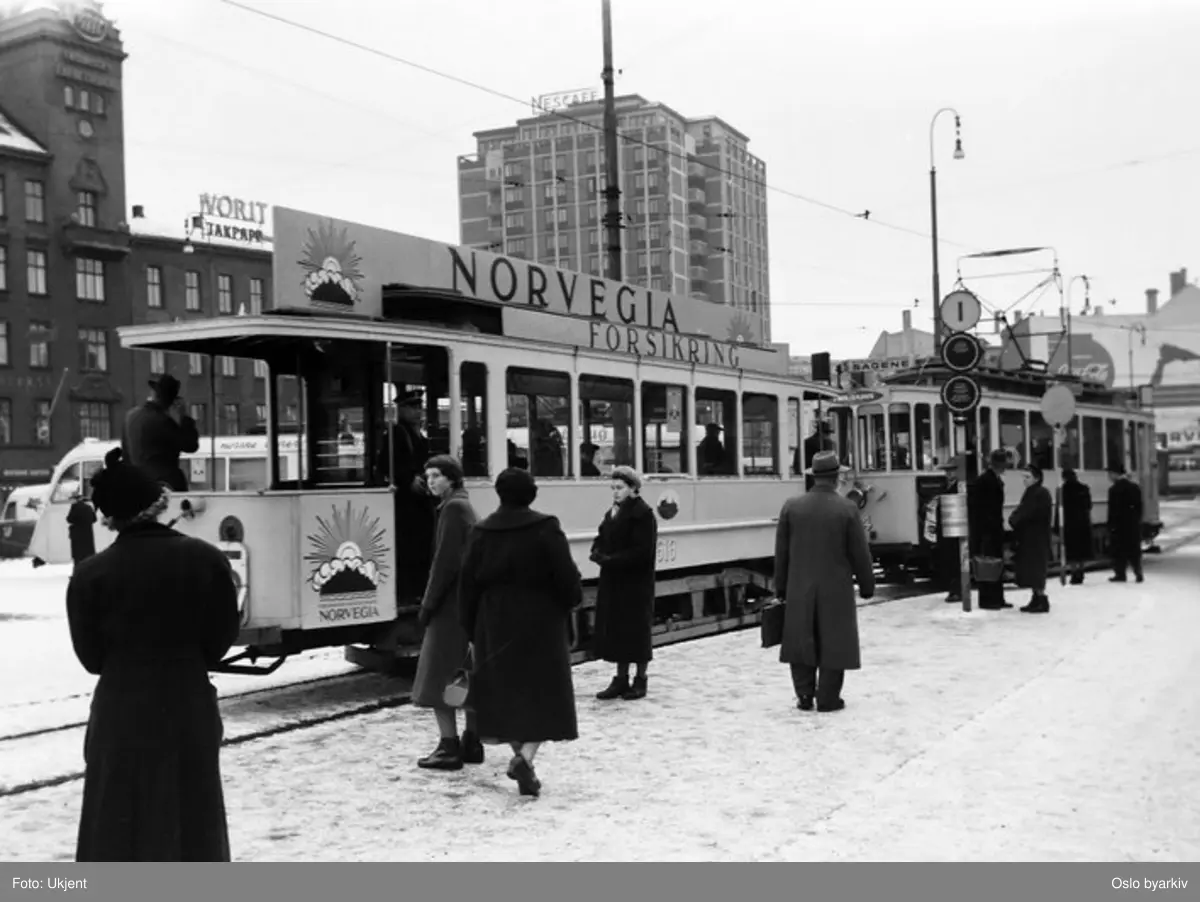 Oslo Sporveier. Trikk tilhenger 616 type HaWa linje 5, Majorstuen ...