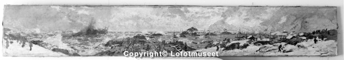 Maleri, panoramabilde av Gunnar Berg. - Museum Nord / DigitaltMuseum